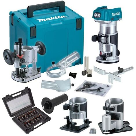 Makita DRT50ZJX3 18v Cordless Brushless Router Trimmer + Plunge Base ...