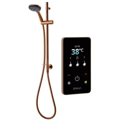 Triton ENVi Wired Thermostatic Copper Electric Shower 10.5KW Riser Rail Kit