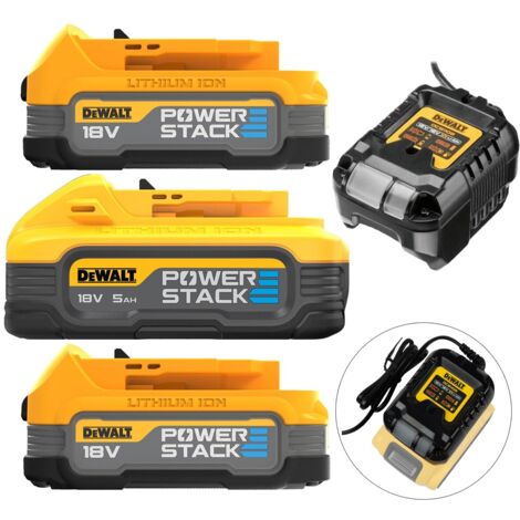 DeWalt 18v Powerstack Compact Batterys + Charger x1 DCBP518 5ah x2 ...