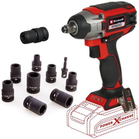 Einhell 18/230 IMPAXXO 18v PXC Brushless 1/2"" Impact Wrench + 9pc ...