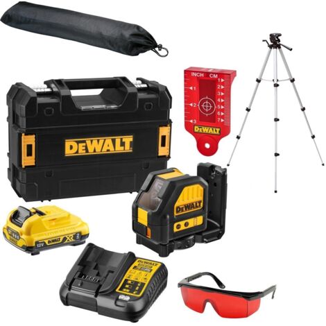 Dewalt DCE088D1R 12v Cross Line Laser Level 1x 2ah Tstak Case + Tele Tripod