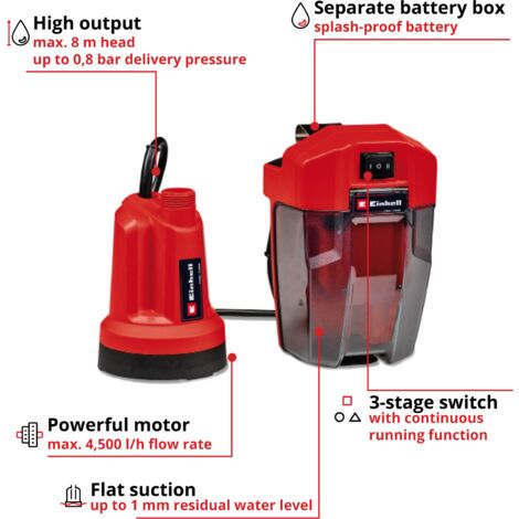 Einhell 18v Cordless Clear Water Pump GE-SP 18 LL Li - Solo Power X ...