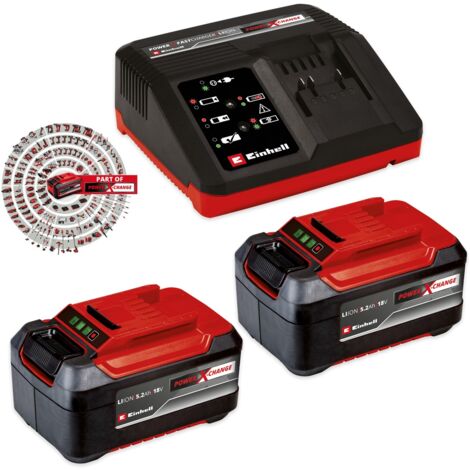 Einhell 2 x 5.2Ah PLUS 18V Battery Power X-Change Starter Kit + 4ah ...