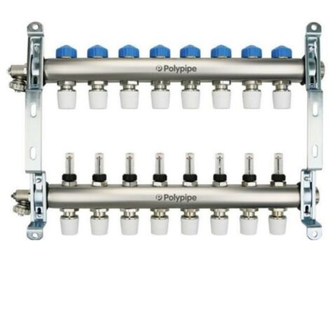 Polypipe PB12758 15mm Stainless Steel Underfloor Heating Manifold 8 Port UFH