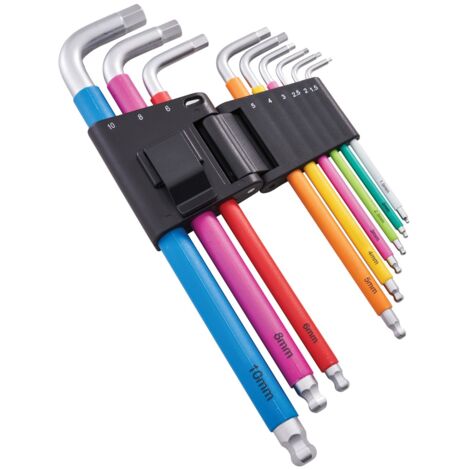 Faithfull FAIHKS9C 9 Piece Colour Coded Hex Key Set Allen Keys XMS25HEXKEY