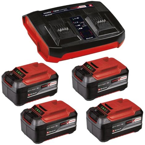 Einhell 18v Power X-Change Starter Kit 4x 5.2Ah Battery + Dual Port ...