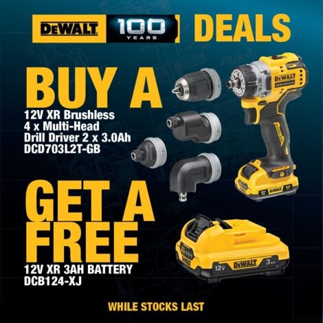 Dewalt 12v XR DCD703L2T Brushless x4 Multi-Head Drill Driver Charger + 3x 3ah
