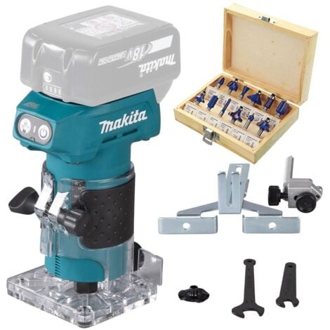 Makita DRT52Z 18V LXT Cordless Brushless Laminate Router Trimmer + 12pc Set