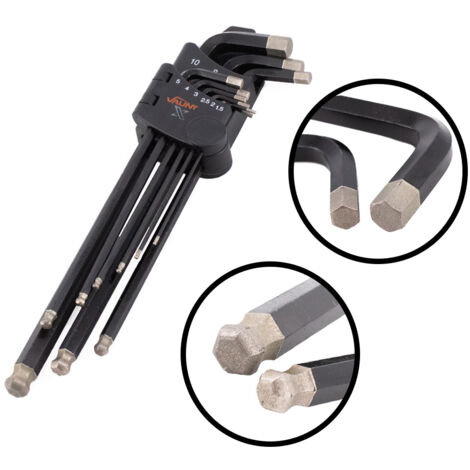Vaunt X 9 Piece Metric Ball End Diamond Tipped Hex Allen Key Set Carbon ...