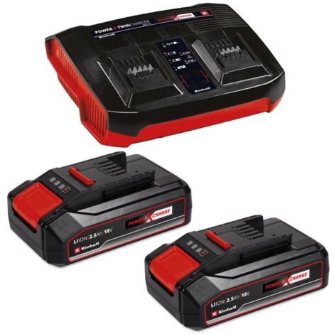 Einhell 18v Power X-Change Starter Kit 2x 2.5Ah Battery + Dual Port ...