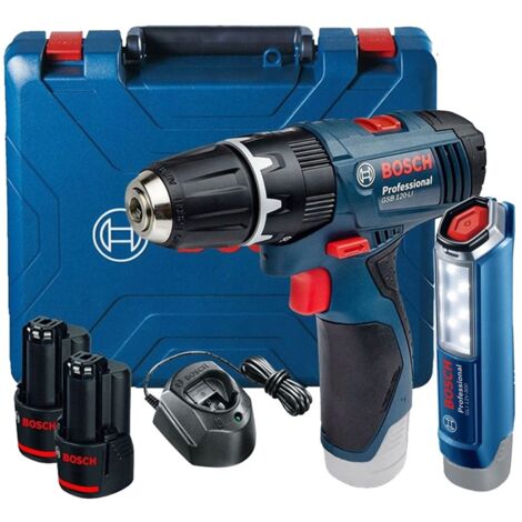 Bosch GSB 120-LI 12v Combi Hammer Drill 2 Speed 2 x 2AH + GLI 12v-300 ...
