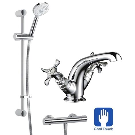 Mira Thermostatic Bar Mixer Shower Cool Touch + Riser + Virtue Mono ...