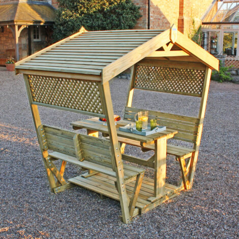 Zest Stirling Arbour Wooden Garden Seat Bench Dining Table Shelter Trellis