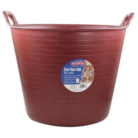 Faithfull Eco Flex Tub Bucket 25 litre - Recycled Red FAIECOFLXR25