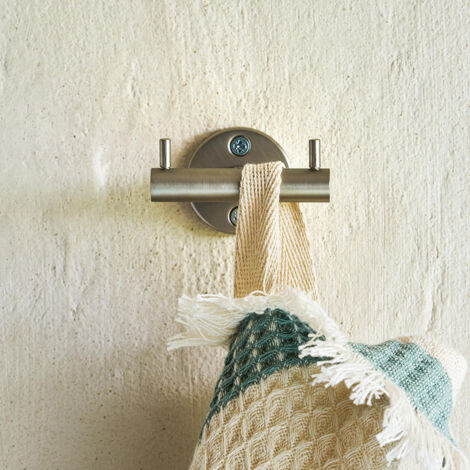 Novello Brushed Nickel Bathroom Door Double Dressing Gown Robe Towel ...