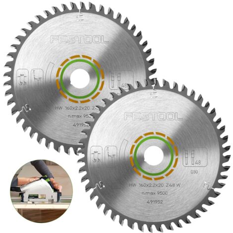 Festool 160mm 48 Tooth Plunge Saw Blade X2 Fine Wood Cut TS55 R TSC55 ...
