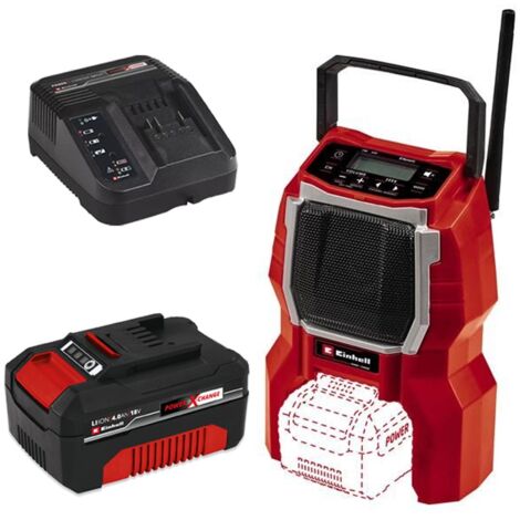 Einhell 3408017 Cordless Site Radio Bluetooth Speaker + 4AH Battery Kit