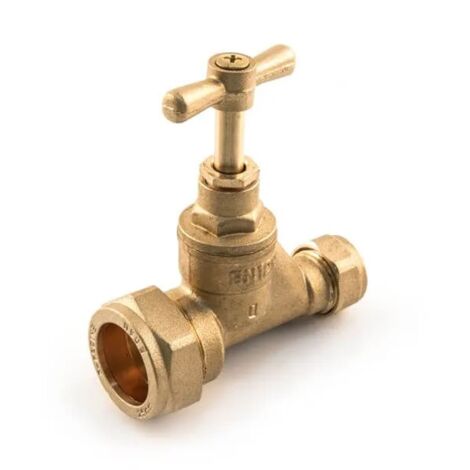 Brass Compression PS2225 Stop tap Polycock MDPE Brass 25mm x 22mm WRAS ...