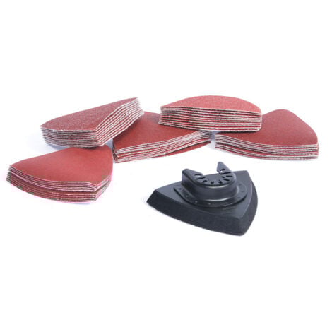 Vaunt Triangular Sanding Pad For Multi Tool Plus Mixed Grit Sheets - 51 Pieces