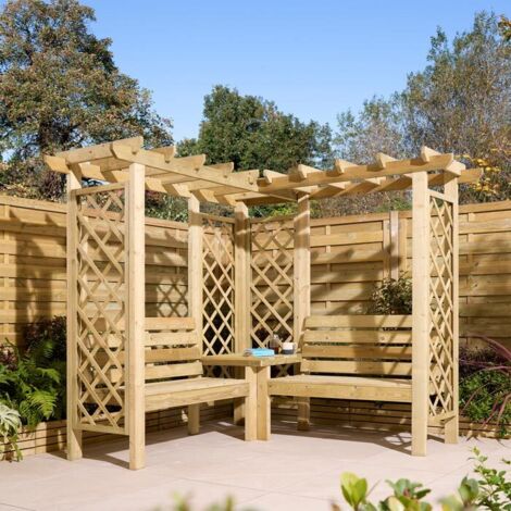 Rowlinson Richmond Wooden Garden Corner Arbour Bench Seat Trellis ...