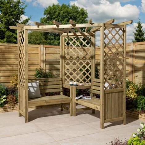 Rowlinson Pemberley Wooden Garden Corner Arbour Bench Seat Trellis ...