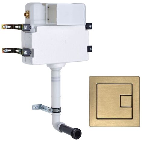 Roper Rhodes In Wall Concealed Cistern and Square Brushed Brass Dual Flush