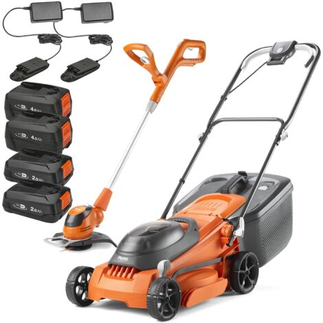 Flymo 36V EasiStore 380R Cordless Lawnmower 38cm Twin Grass Trimmer 4x ...