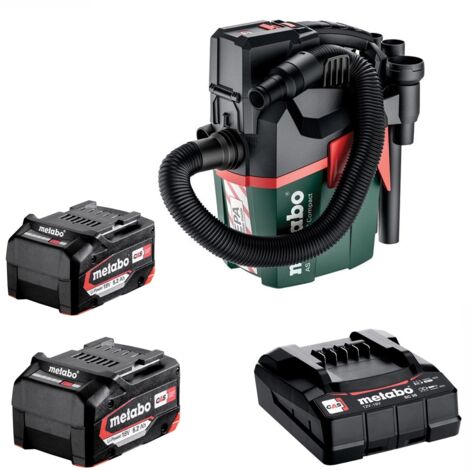 Metabo AS 18 HEPA Wet Dry Vacuum Cleaner 18V Dust Extraction + x2 5.2ah ...