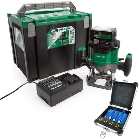 HiKOKI Brushless 1/2"" Router + Bit Set + 36V 18V Multi-Volt Battery ...
