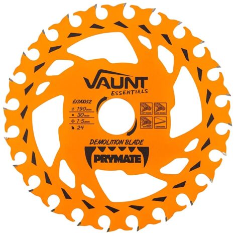 Vaunt 190mm Circular Saw Demolition Blade 30mm Bore 24 tooth Teflon Coated