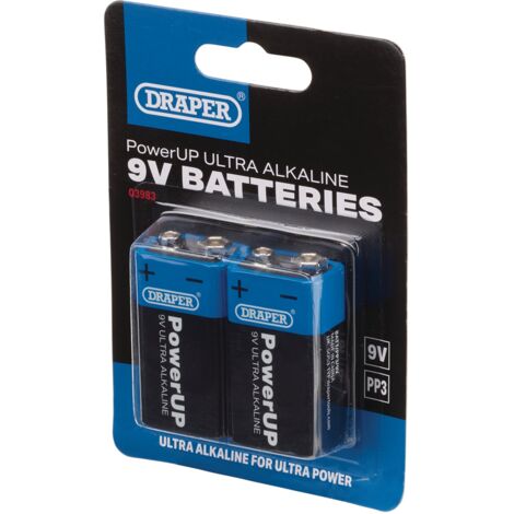 Draper PP3 (9V) BATTERIES - PACK OF 2 03983 Draper PowerUP Ultra ...