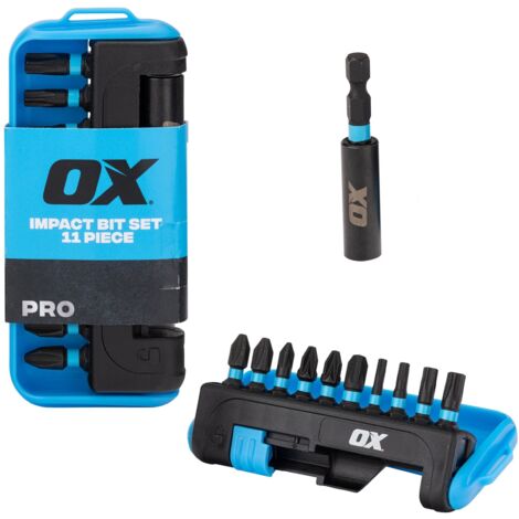 OX Pro 11pc Impact Bit Set Magnetic Bit Holder Screwdriver Bit Set OX ...