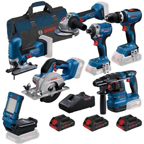 Bosch 18V Brushless 7PC Cordless Tool Kit 3x 4.0Ah PROCORE Battery ...