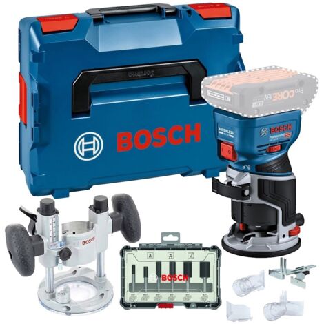 Bosch GKF 18v Brushless Palm Router Trimmer Lboxx Plunge Base + 6PC ...