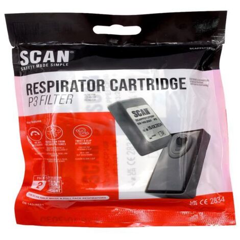 Scan P8500 Twin Half Mask P3R Particle Filter Cartridge (Pack of 2 ...