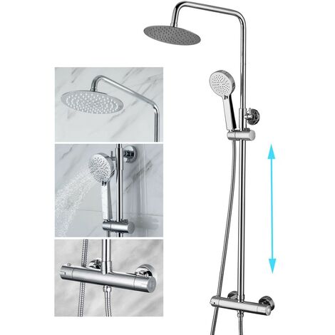 Round Chrome Thermostatic Dual Control Twin Head Shower Mixer Ultra ...