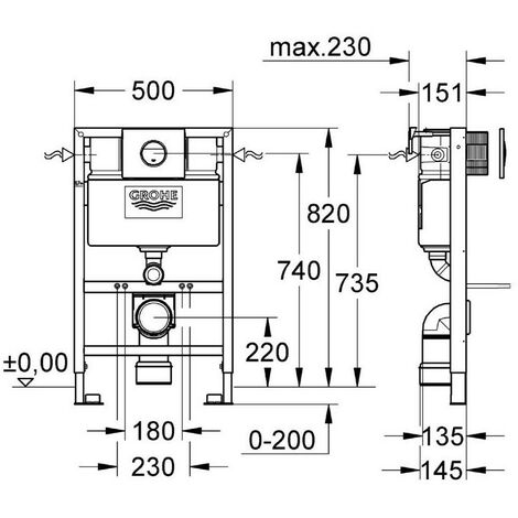 Grohe 38526 Rapid 0.82m Dual Flush Cistern Frame 38765 Nova Plate ...