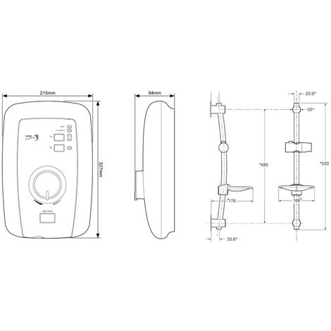 Triton Opal 3 Black / Polished Chrome 9.5kw Electric Shower -Rp Perea ...