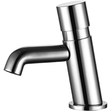 Round Chrome Non-Concussive Basin Sink Tap Push Down Delay Self Close ...