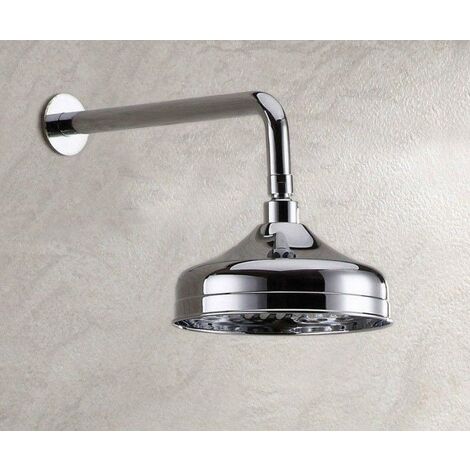 Traditional Edwardian 200mm Fixed Shower Head Rose Chrome + Concealed ...