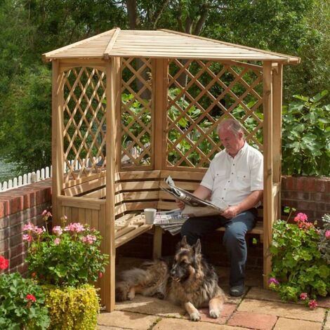 Rowlinson Balmoral Corner Seat Arbour Wooden Timber Garden Seat Bench ...