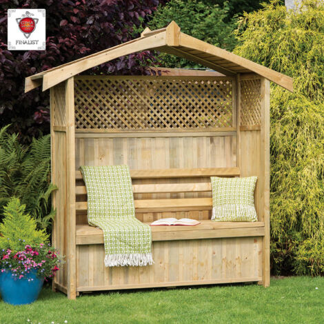 Zest Hampshire Arbour Wooden Garden Seat & Storage Box Trellis Sides