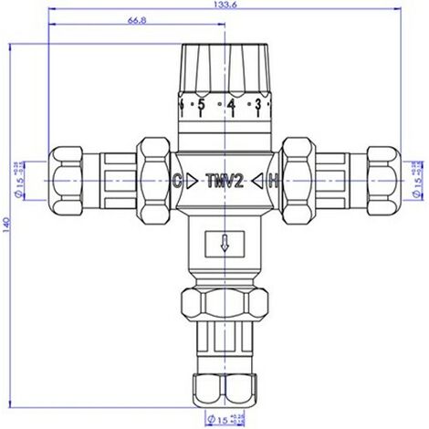 Commercial Hot Water 15mm TMV3 Thermostatic Blending Mixing Valve Under ...