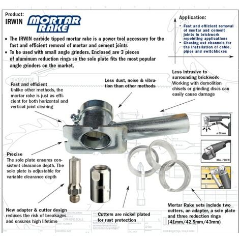Irwin Mortar Rakes 10507233 10mm x 20/40mm 4 Cutter Carbide Tipped ...
