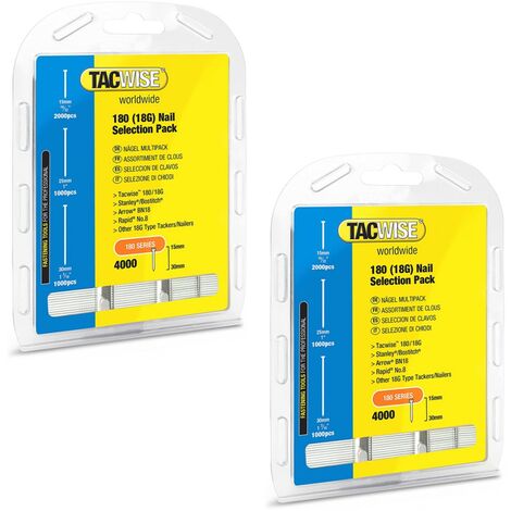 Tacwise x2 0205 180 Nail Selection Pack (4000) 18G Tacwise 181ELS 191EL ...