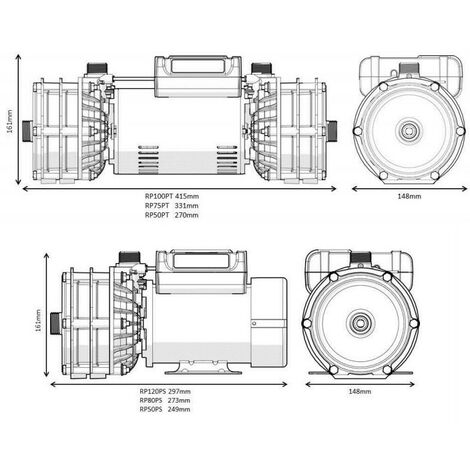 Salamander RP100TU 3.0 Bar Right Twin Impeller Shower Pump Negative & Mat