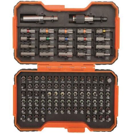 Bahco 100 Piece Screwdriver 25mm Bit Set Colour coded with Bit Holder ...