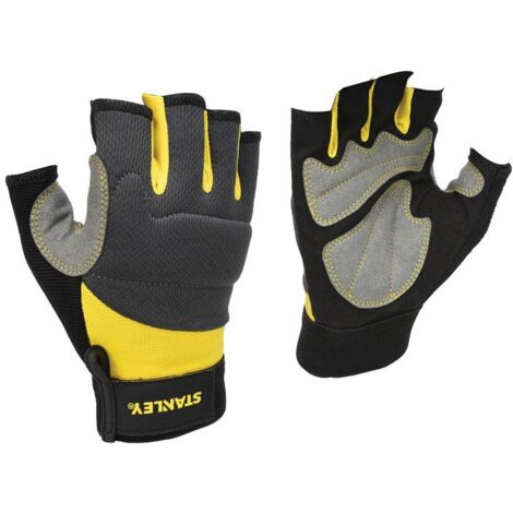 Stanley Fingerless Performance Gloves Leather Palm Breathable Work ...
