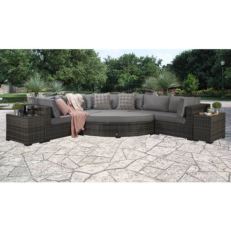 Signature Weave Jessica Wicker Large Corner Sofa & Footstool & End ...