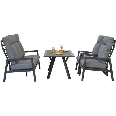Signature Weave Kimmie 5 Seater Sofa Reclining Chair Table Set Grey